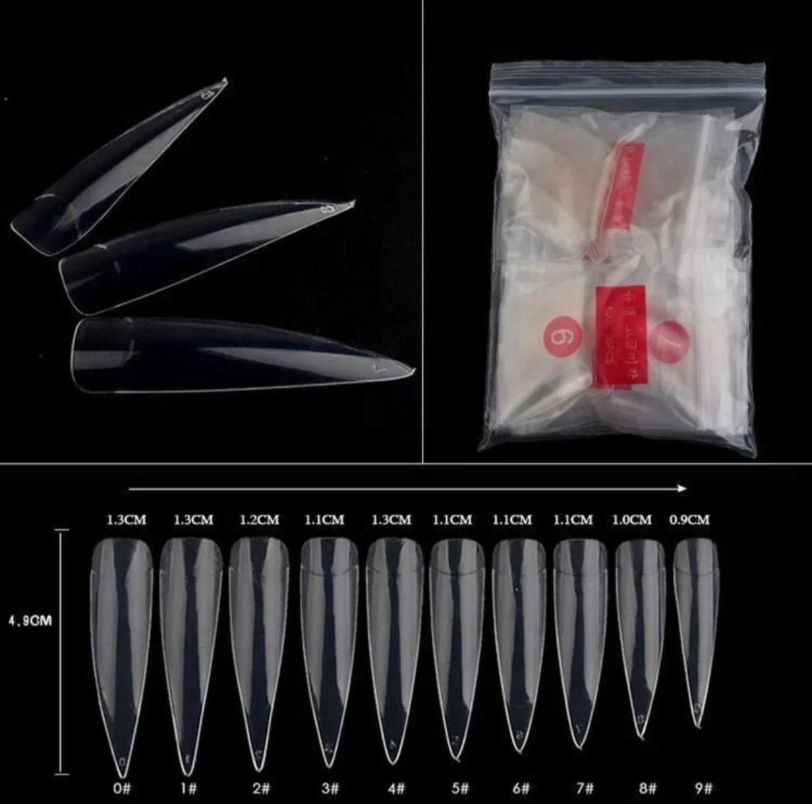 Tips stiletto XL enteros - PRESS ON - Crystal Nails
